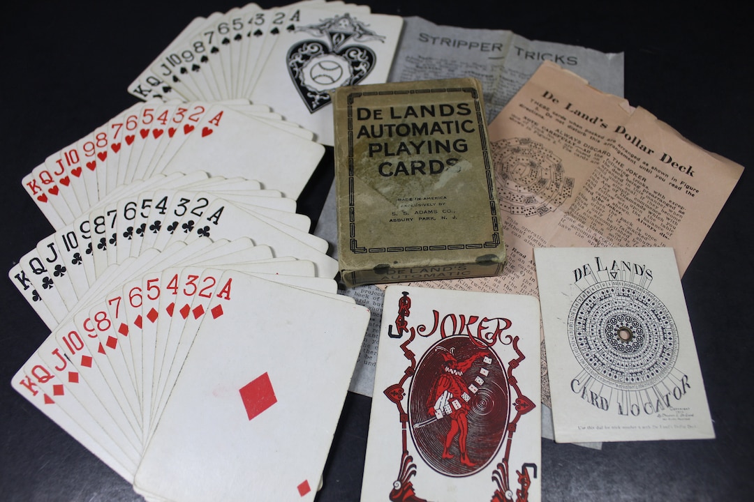 Deland's Automatic Playing Cards / Antique 1913 Magic Trick Card Deck ...