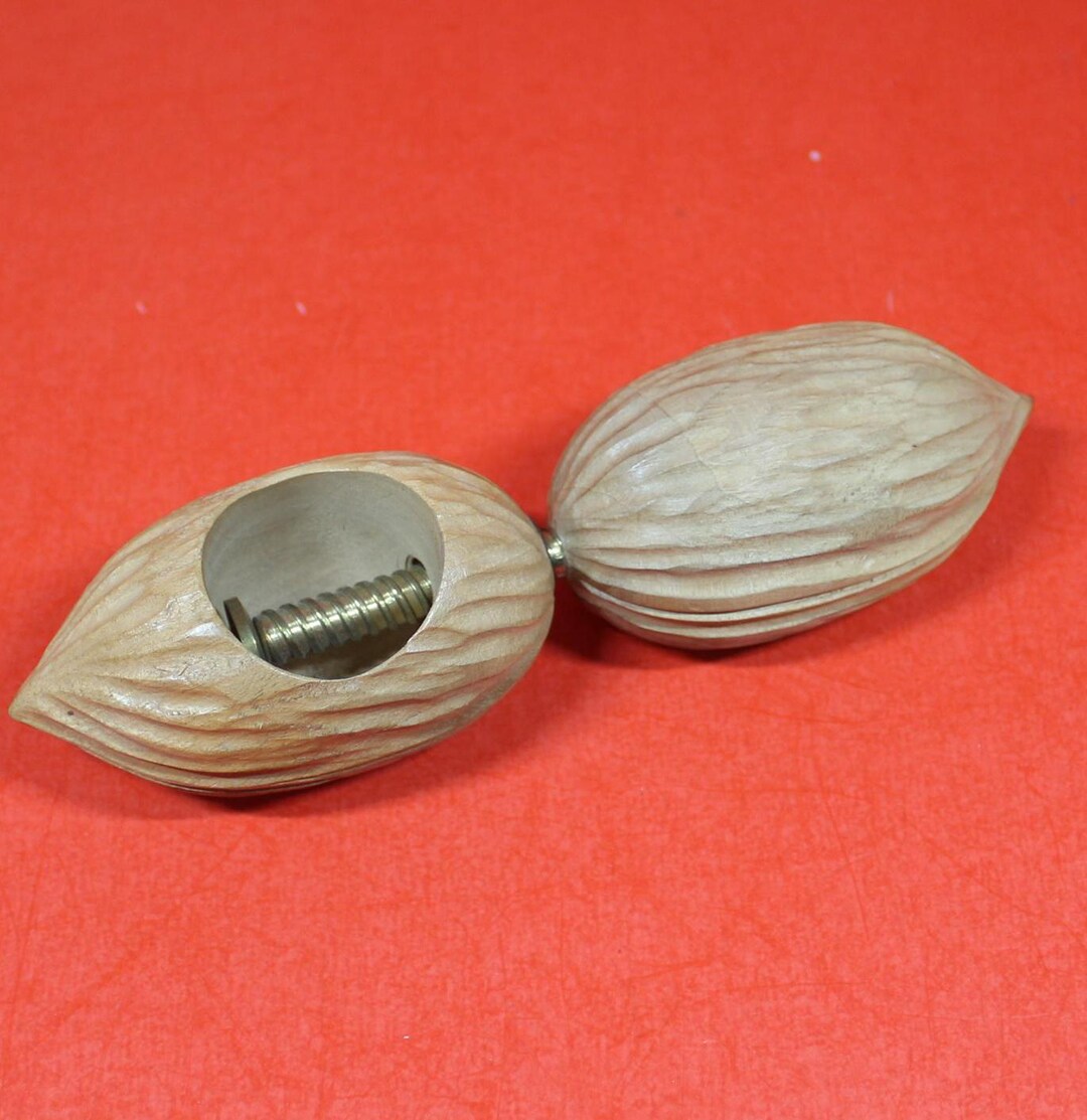 Wooden Nut Cracker Made in Italy / Vintage Hand Carved / Pecan Shell ...