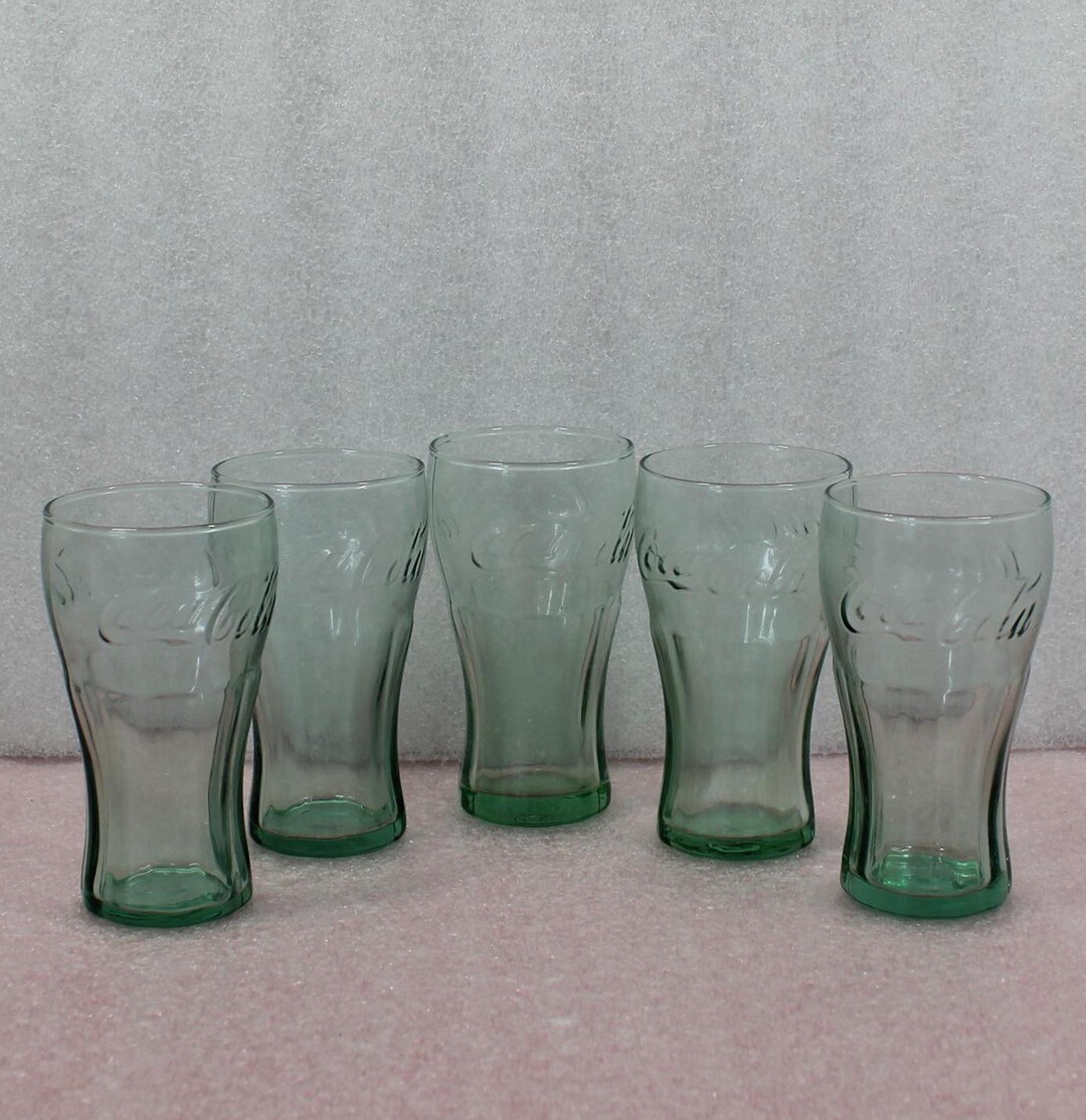 Small Coca-cola Glasses Vintage Green Tint Glass Lot of 5 / Coke ...