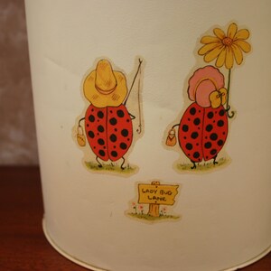 Vintage Metal Canister Set of 4 / off White / Ladybug, Frog, Mushroom ...