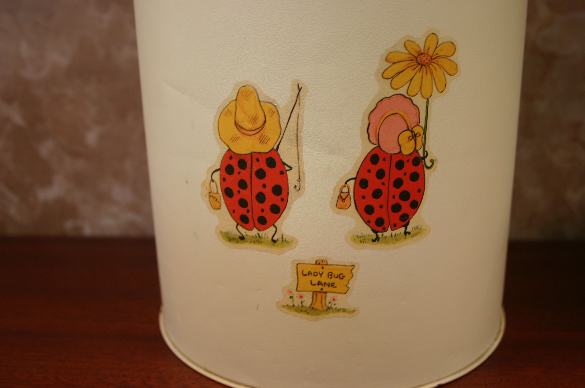 Vintage Metal Canister Set of 4 / off White / Ladybug Frog | Etsy