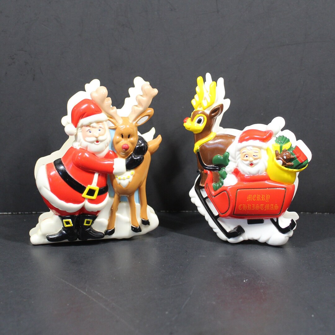 2 Vintage Christmas Acme Talking Santa and Rudolph Reindeer Magnetic ...
