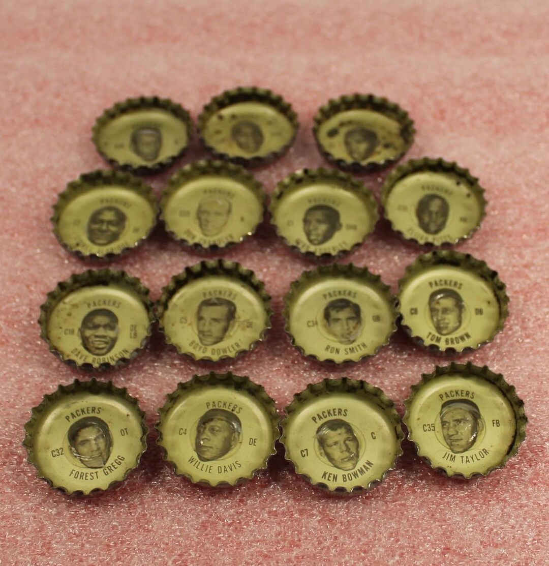 Coke Green Bay Packers Vintage Bottle Caps 60's NFL Lot of 15 / Coca ...