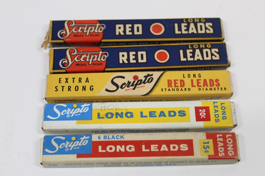 Vintage Scripto Leads in Boxes - Long Black & Red Mechanical Pencil ...