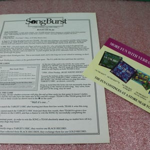 Song Burst Board Game 1991 Vintage 50's and 60's Edition / 100% ...
