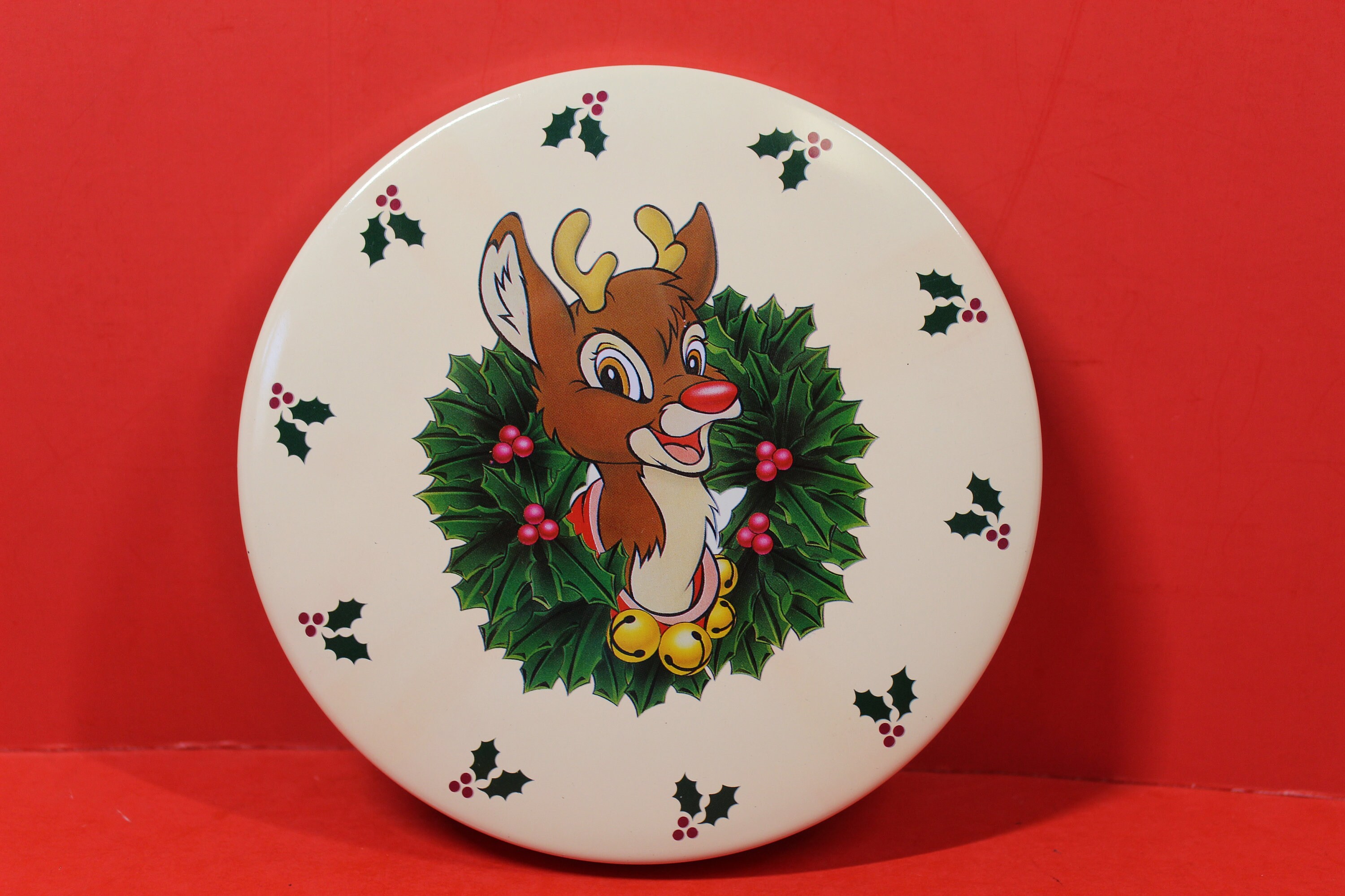 Vintage Rudolph the Red-nosed Reindeer and Holly Christmas Tin ...