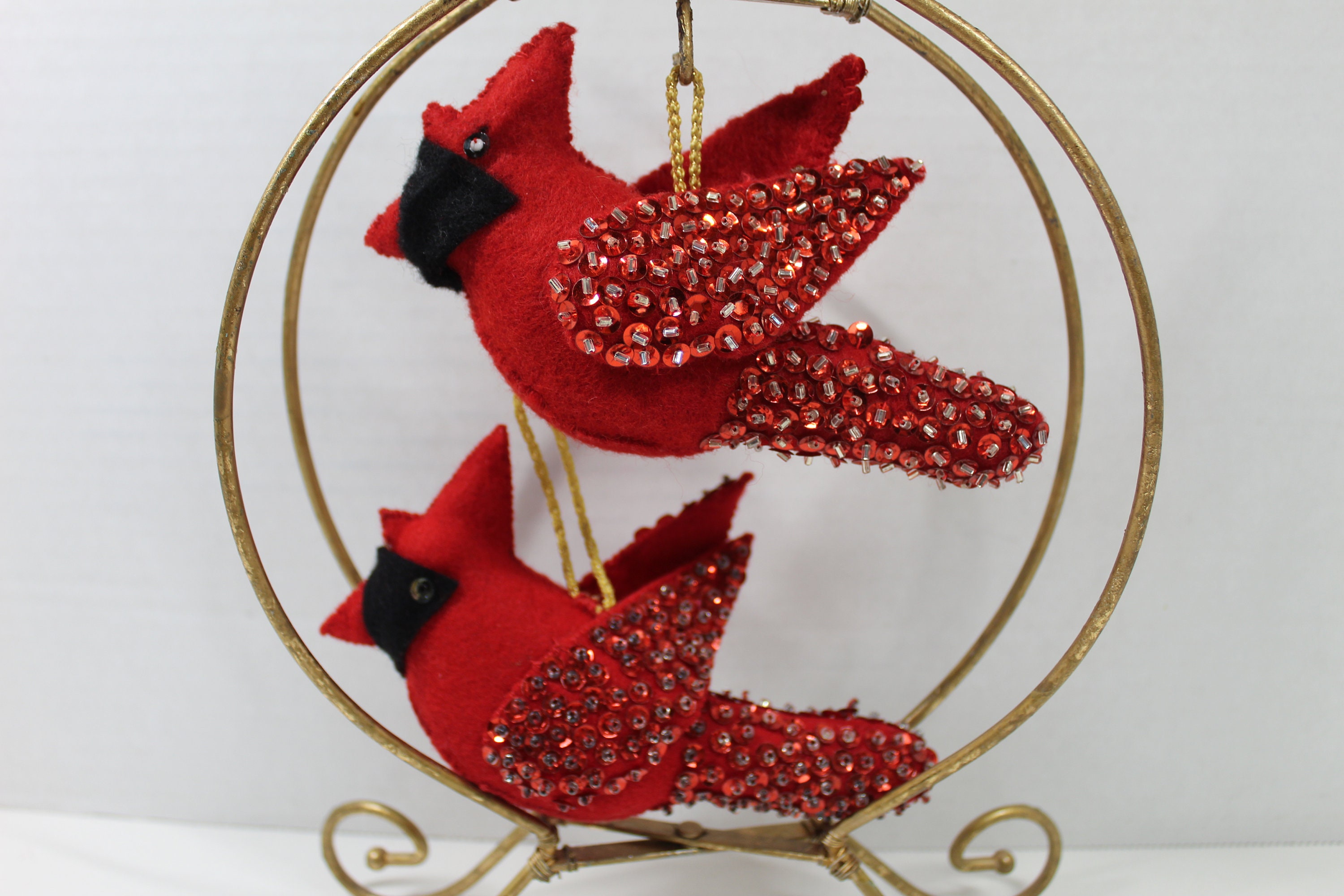 Vintage Felt Cardinal Bird Sequin and Beaded Christmas - Etsy