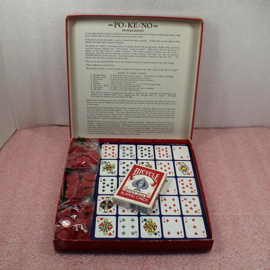 Vintage Game PO-KE-NO Pokeno Poker Keno Card Game and Bicycle Deck of ...
