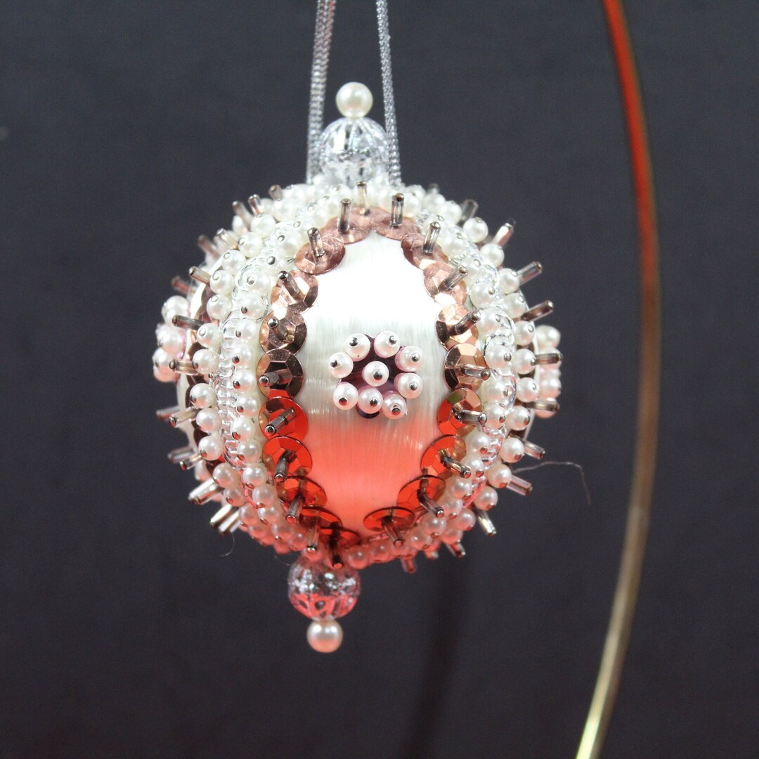 Bead & Sequin Push Pin Styrofoam Christmas Ornament / Vintage ...