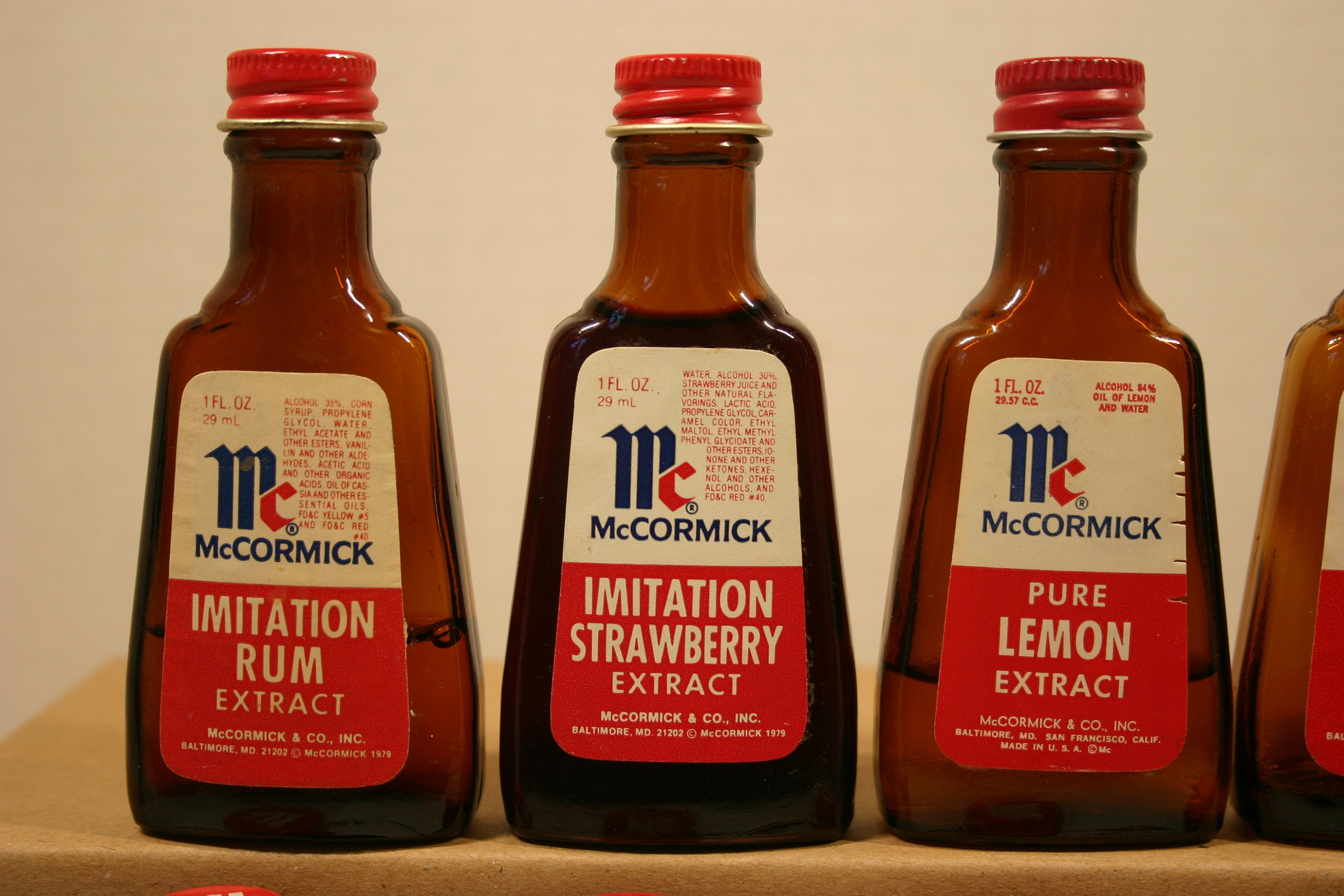 Vintage 1970's Mccormick Pure & Imitation Extracts, Brown Glass Bottles ...