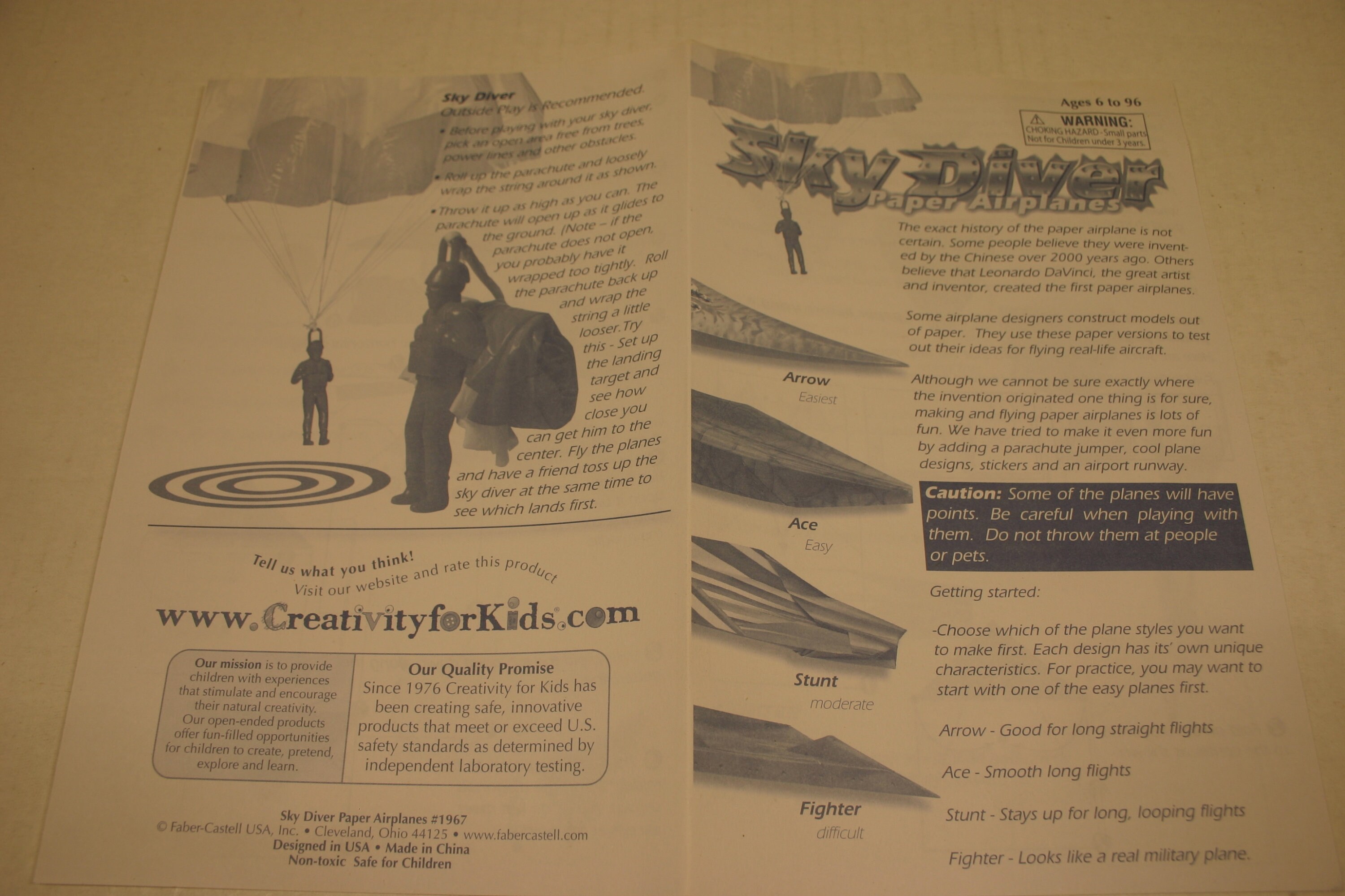 Vintage Sky Diver Paper Airplanes Creativity for Kids Kit - Etsy