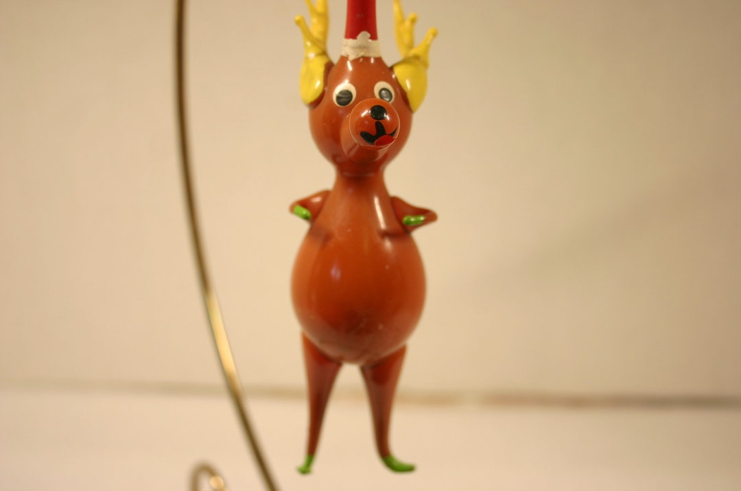 Vintage Glass Reindeer Christmas Ornament / Hand Blown / Hand Painted ...