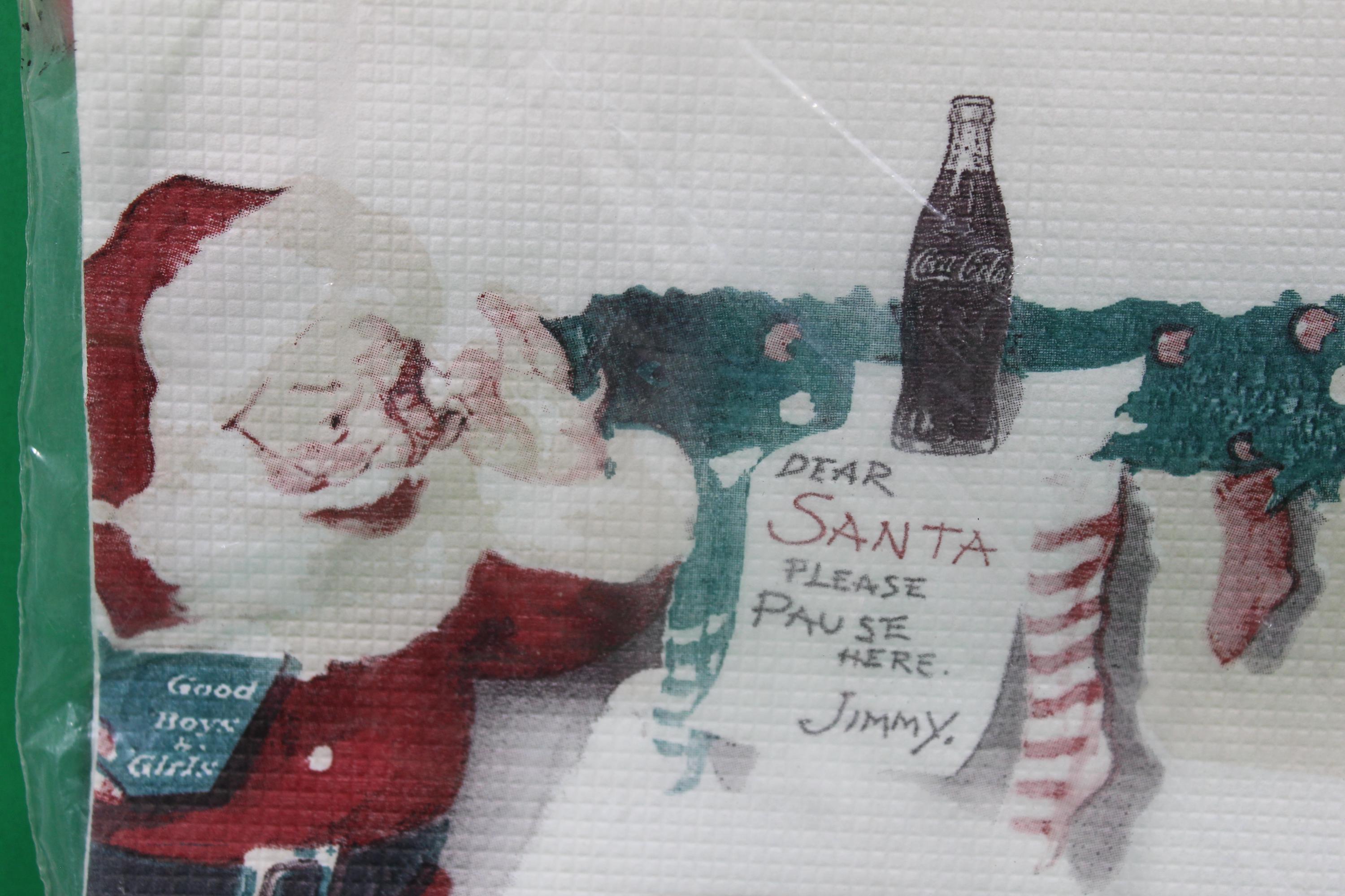 Vintage Coca Cola Christmas Paper Table Cover Santa Claus Set of 2 New ...