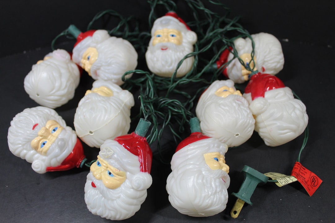 Vintage Santa Face, Head Christmas Lights / String of Santa Accent ...