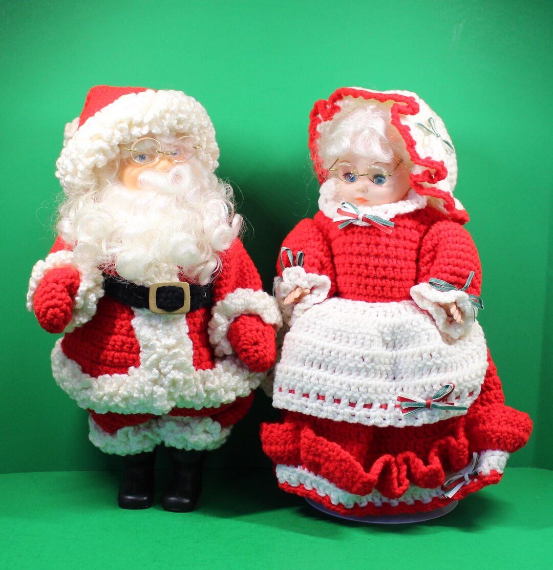Vintage Christmas Santa and Mrs. Santa Claus Dolls With Movable Arms ...