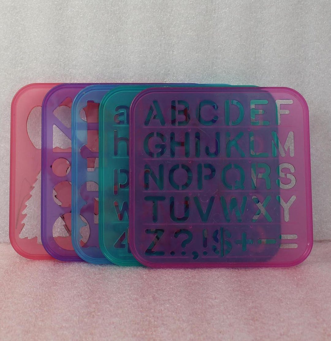 Vintage Tupperware Stencil Art Set of 5 Tuppertoys 1987 / ABC'S, Shapes ...
