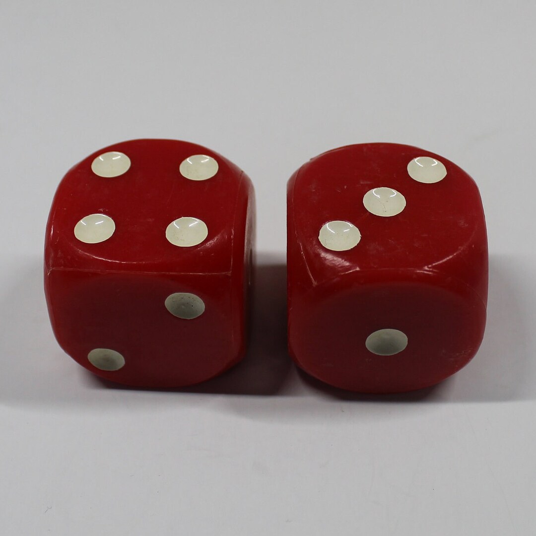 Vintage Large Dice ~ Oversized Red and White Pair of Dice Made in Hong ...