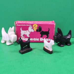 Vintage Magnetic Dogs Miniature Scotty Dogs Magnetic Toy Tricky Dogs ...