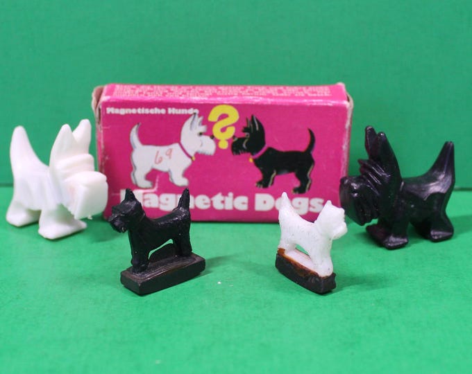 Vintage Magnetic Spunky Dogs Scottie Dog Plastic Miniature Toys 1960's ...