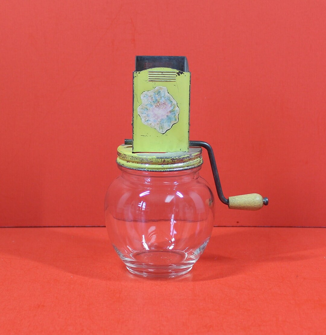 Hazel Atlas Nut Grinder Vintage 1940's / Glass & Tin Crank-style Manual ...