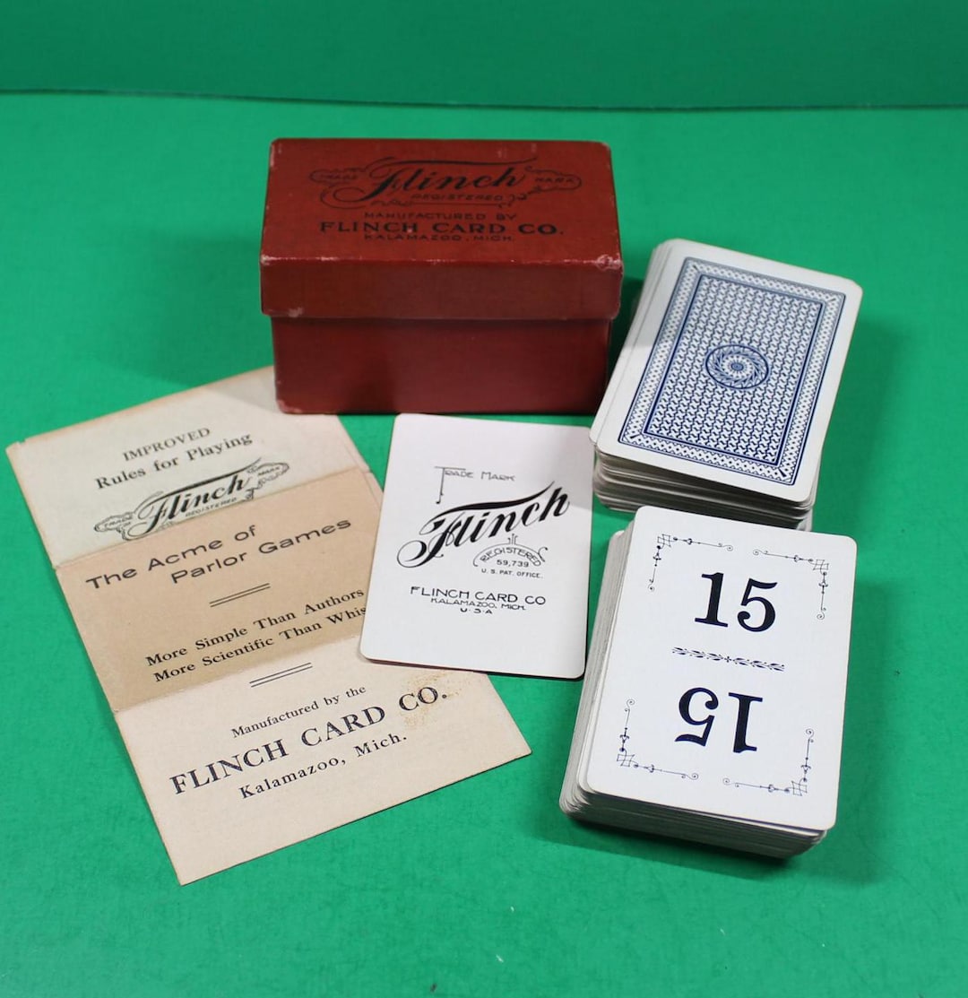 Antique Card Game - 1913 Flinch Card Game - With Rules - in Original ...