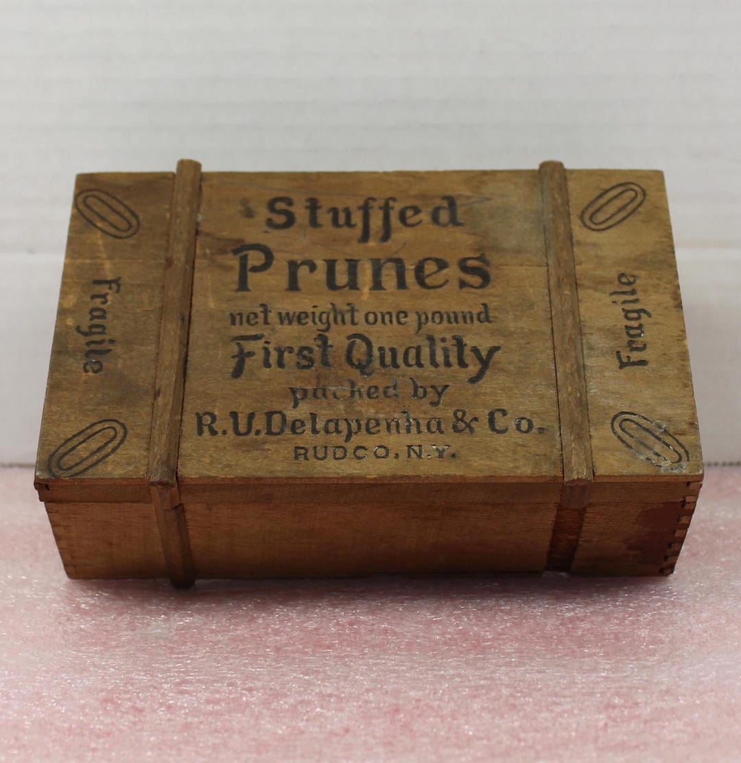 Vintage Stuffed Prunes Wood Box With Lid R U Delapenha & Co. Rudco New ...