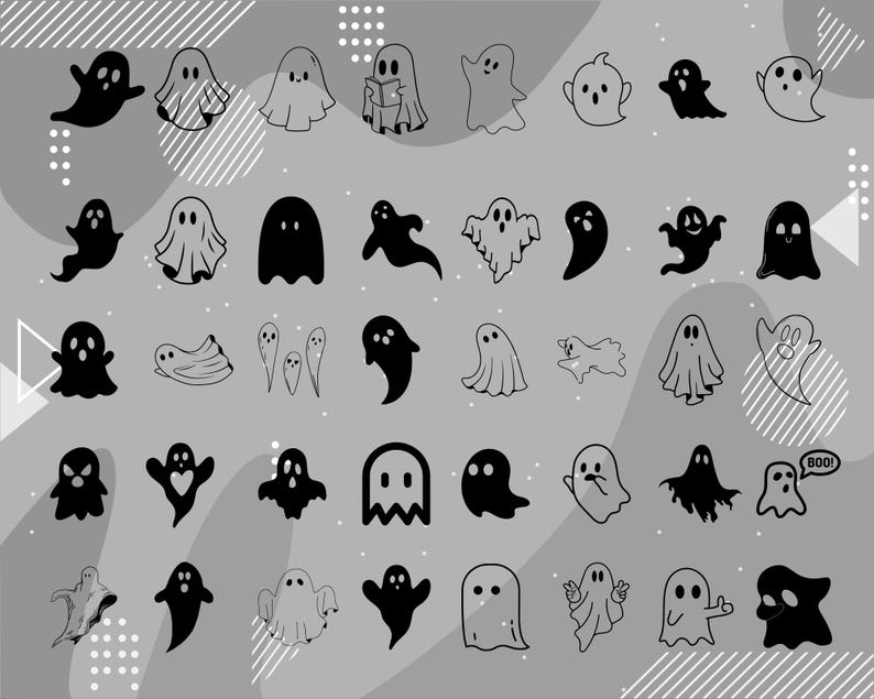Cute Ghosts Bundle SVG, Spooky Ghost, Halloween Svg, Ghost Bundle Svg ...
