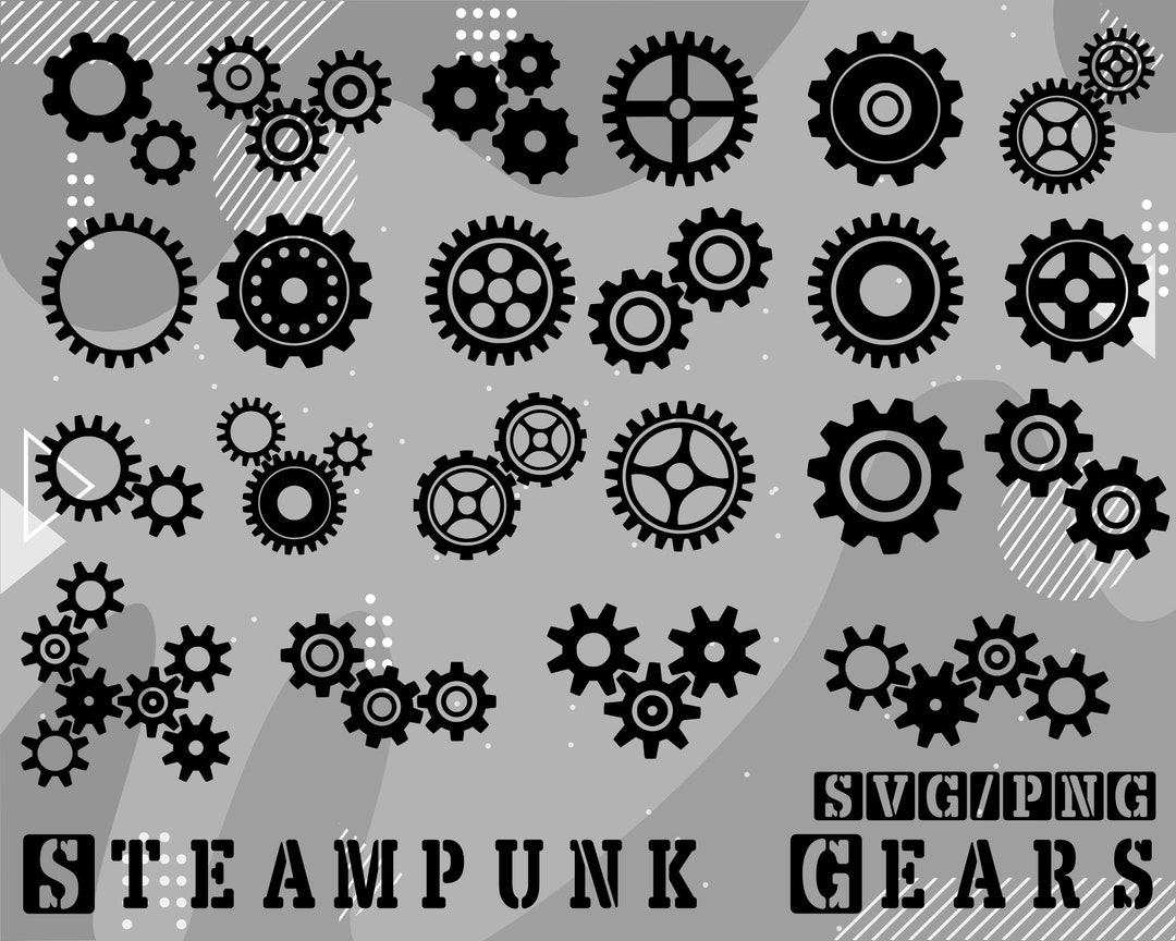 22 Gears Svg Steampunk Svg Gears Clipart Steampunk Gears - Etsy