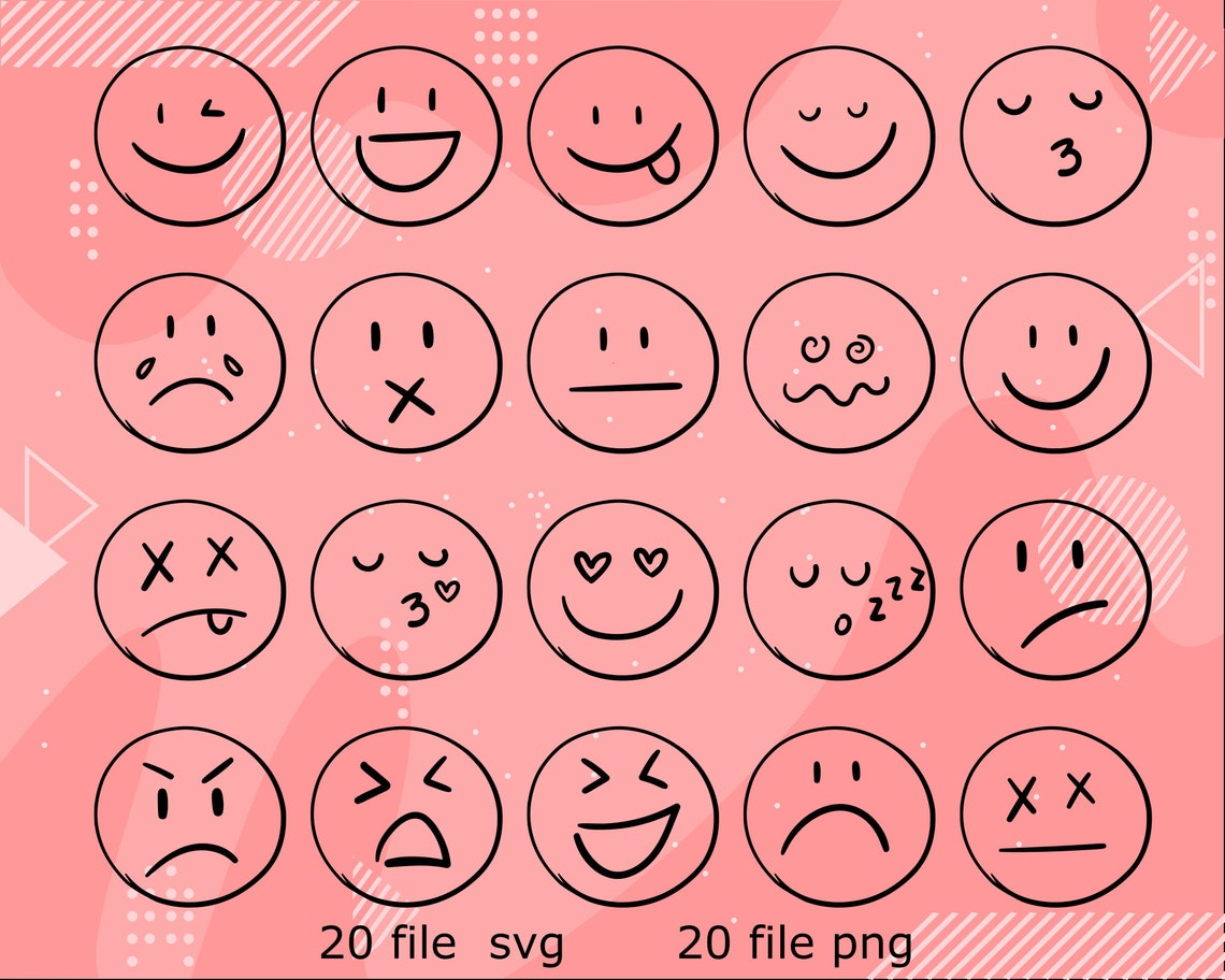 Smiley Face Bundle, Svg Files for Cricut & Silhouette, Black Svg ...