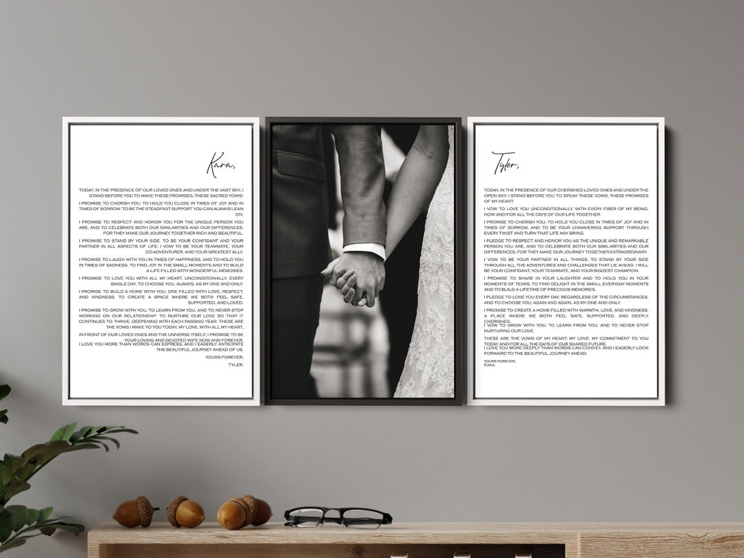 Black and White Photo Frames Wedding Vow Display Art Gallery Wall Decor ...