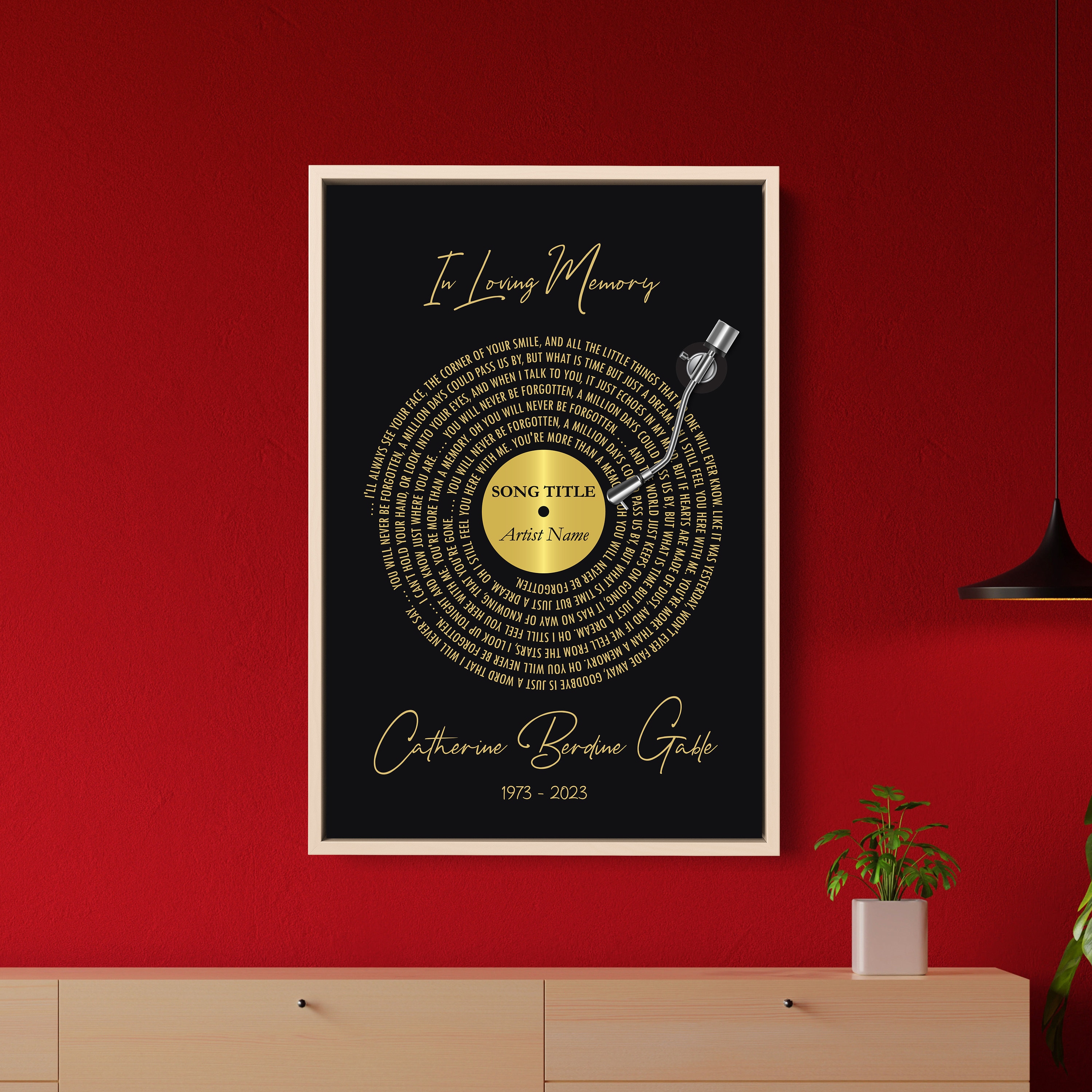 Memorial Gifts Personalized Framed Canvas With Custom Song Lyrics in ...