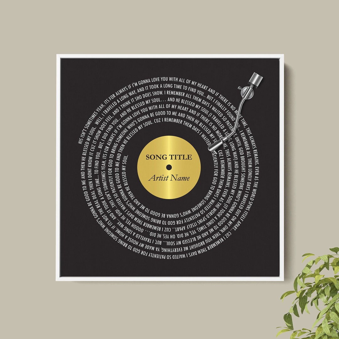 Personalized Song Lyrics Record Print: Custom Framed Canvas Art - Etsy