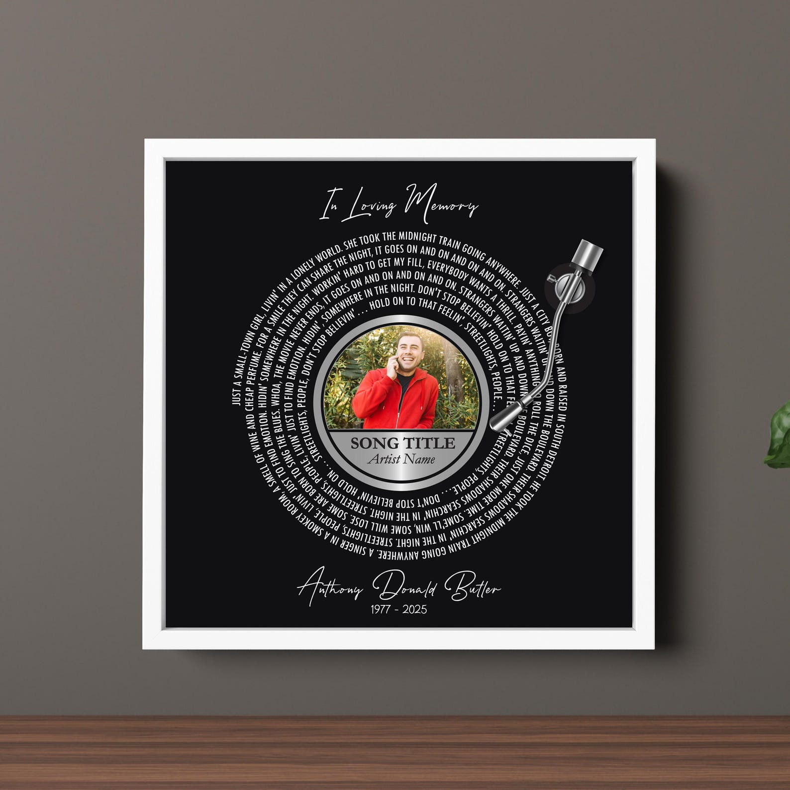 Custom Memorial Canvas With Photo & Song Lyrics | Personalized Sympathy ...