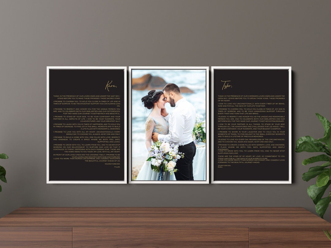 Custom Wedding Vows Framed Canvas With Photo, Personalized Anniversary ...