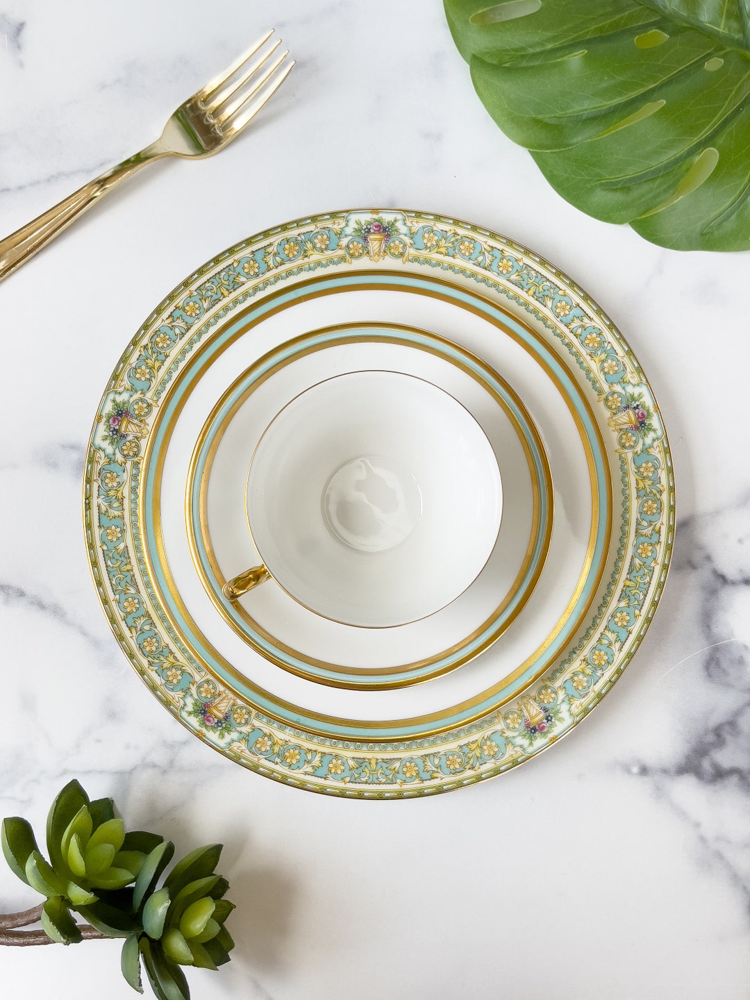 Set of 6 Vintage Floral Dinner Plates Mieto China, Japan 10 Dinner ...