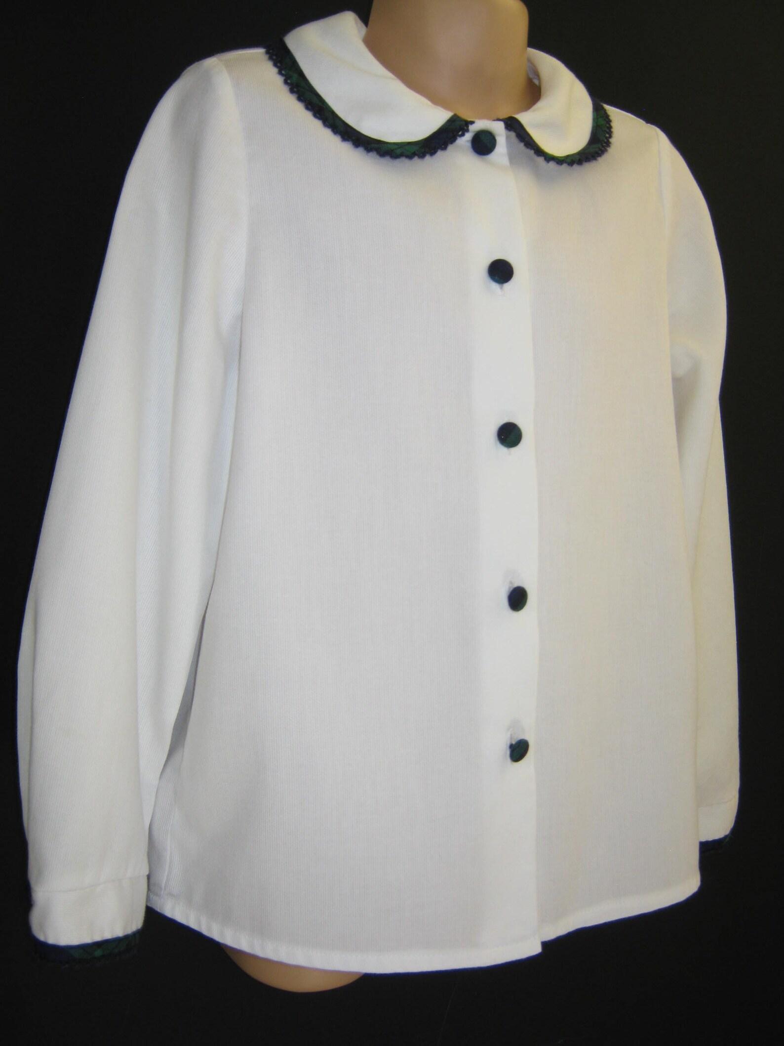 LAURA ASHLEY Vintage Girls' White Ribbed Cotton Peter Pan Collar ...