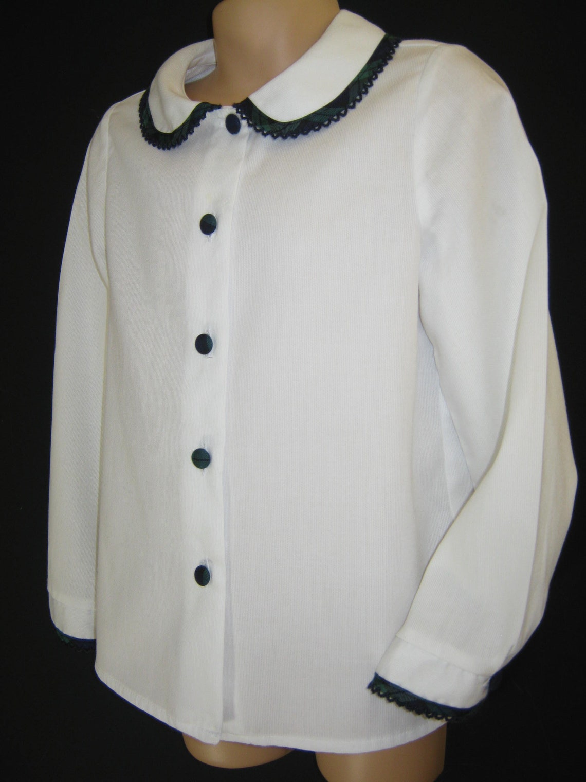 LAURA ASHLEY Vintage Girls' White Ribbed Cotton Peter Pan Collar ...