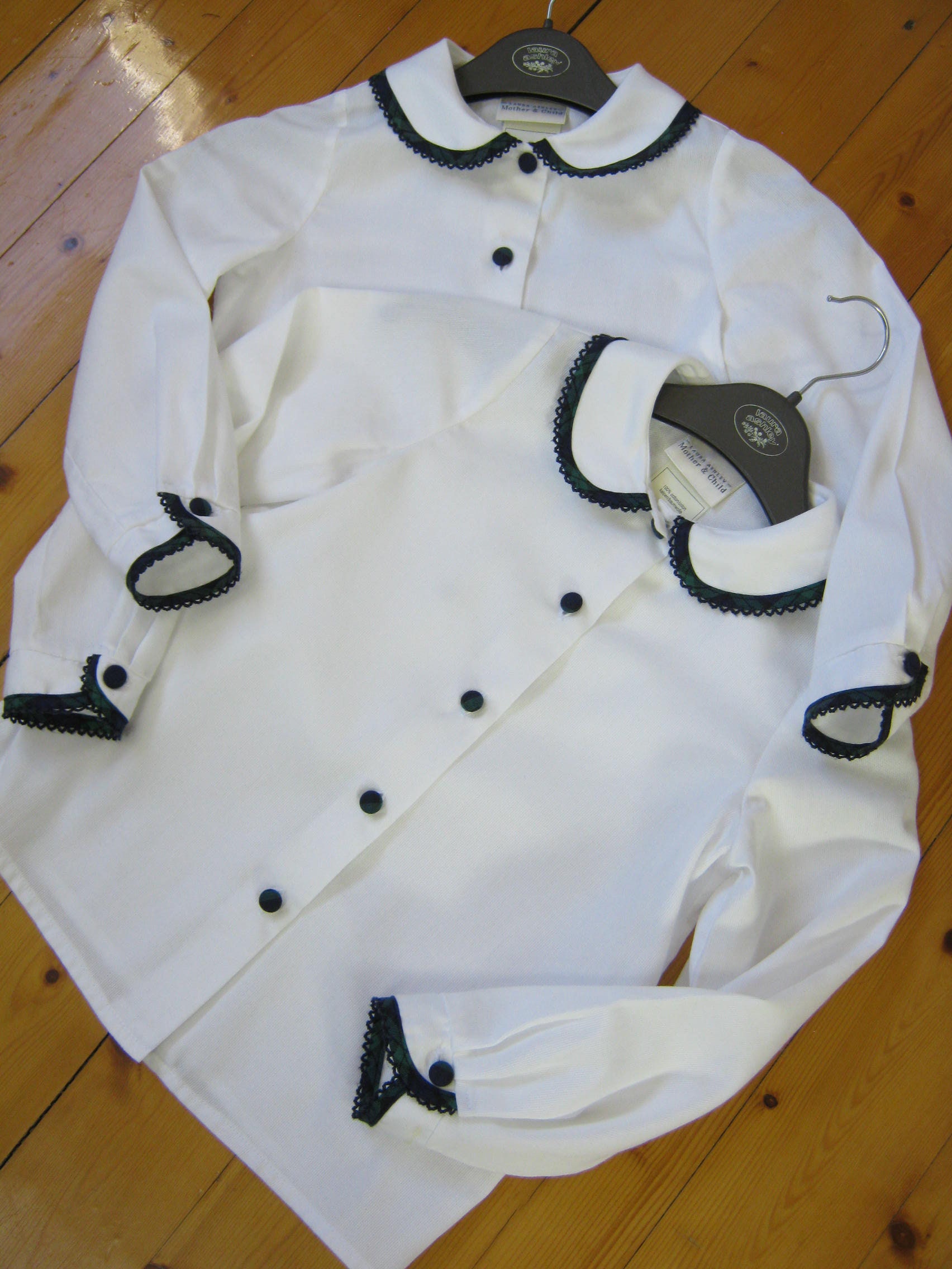 LAURA ASHLEY Vintage Girls' White Ribbed Cotton Peter Pan Collar ...