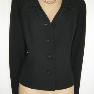LAURA ASHLEY Vintage Black Tailored Elegant Embroidered Evening Jacket ...
