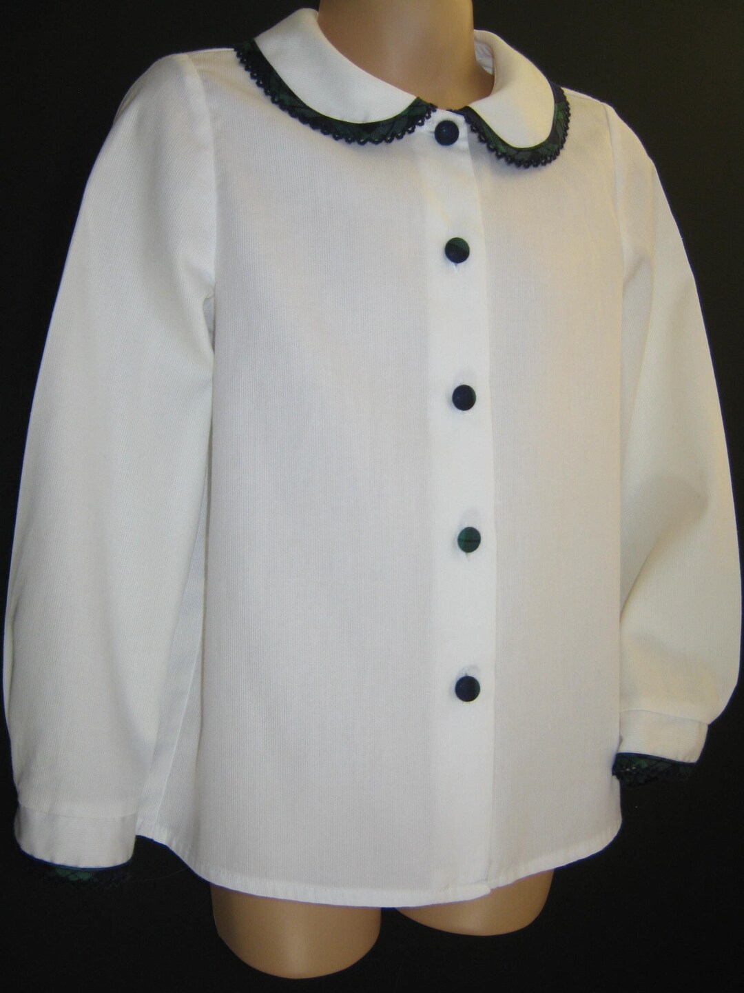 LAURA ASHLEY Vintage Girls' White Ribbed Cotton Peter Pan Collar ...