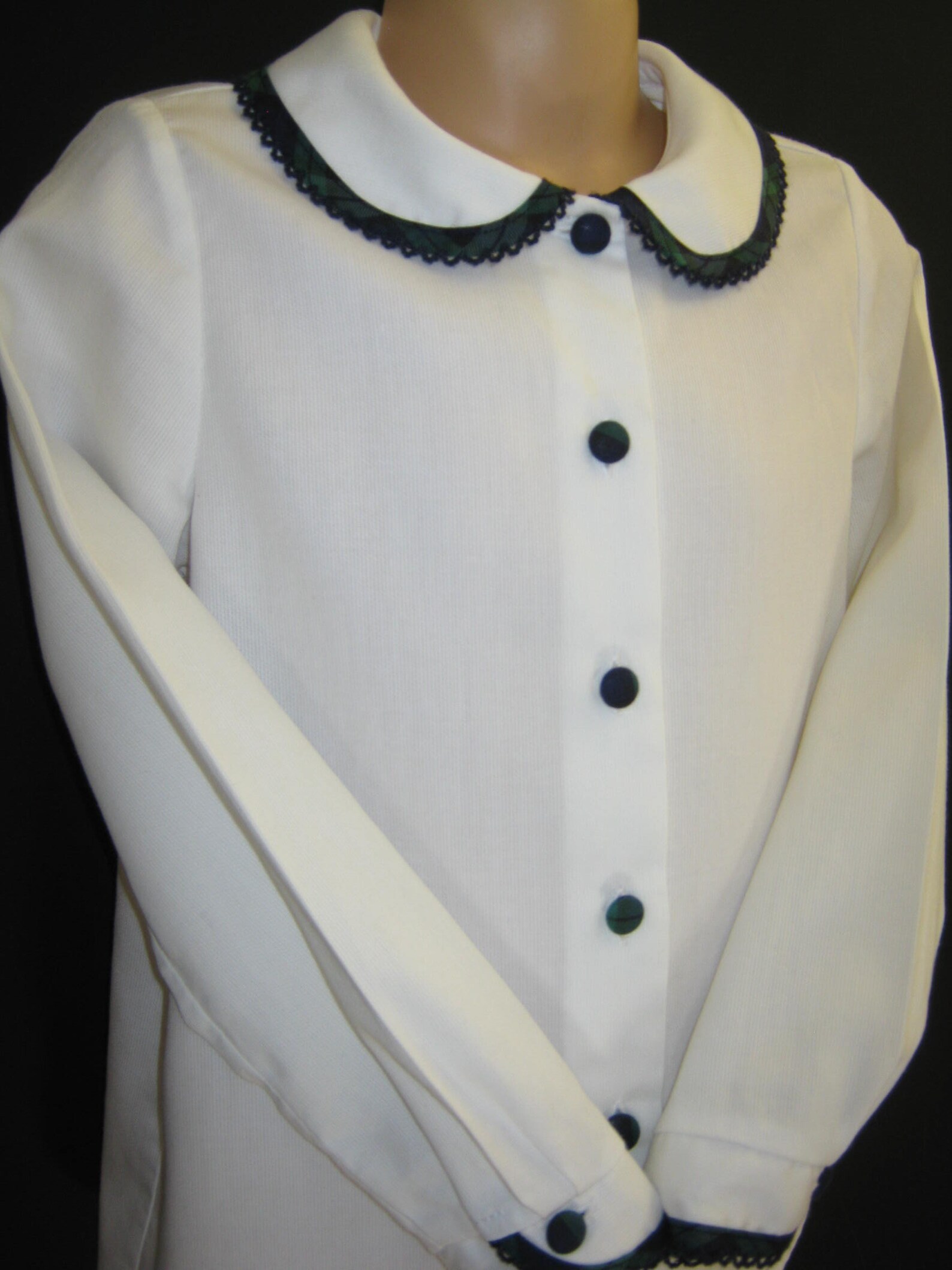 LAURA ASHLEY Vintage Girls' White Ribbed Cotton Peter Pan Collar ...