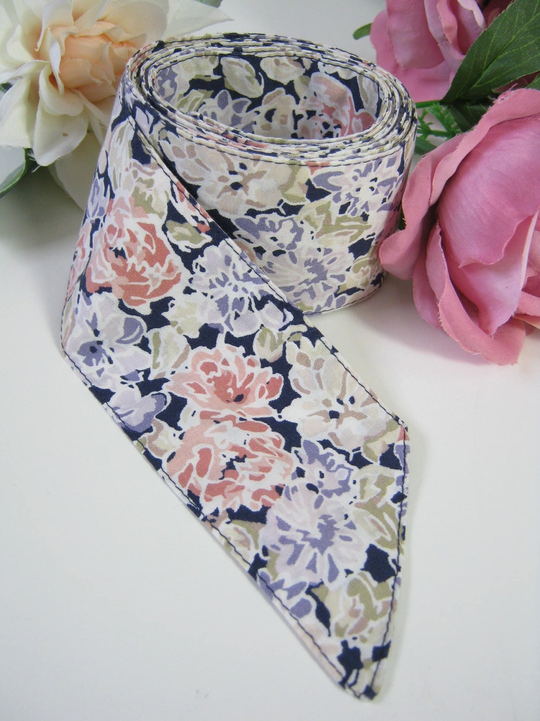 LAURA ASHLEY Vintage 90's Original Floral Cotton Fabric Sash Tie-belt ...