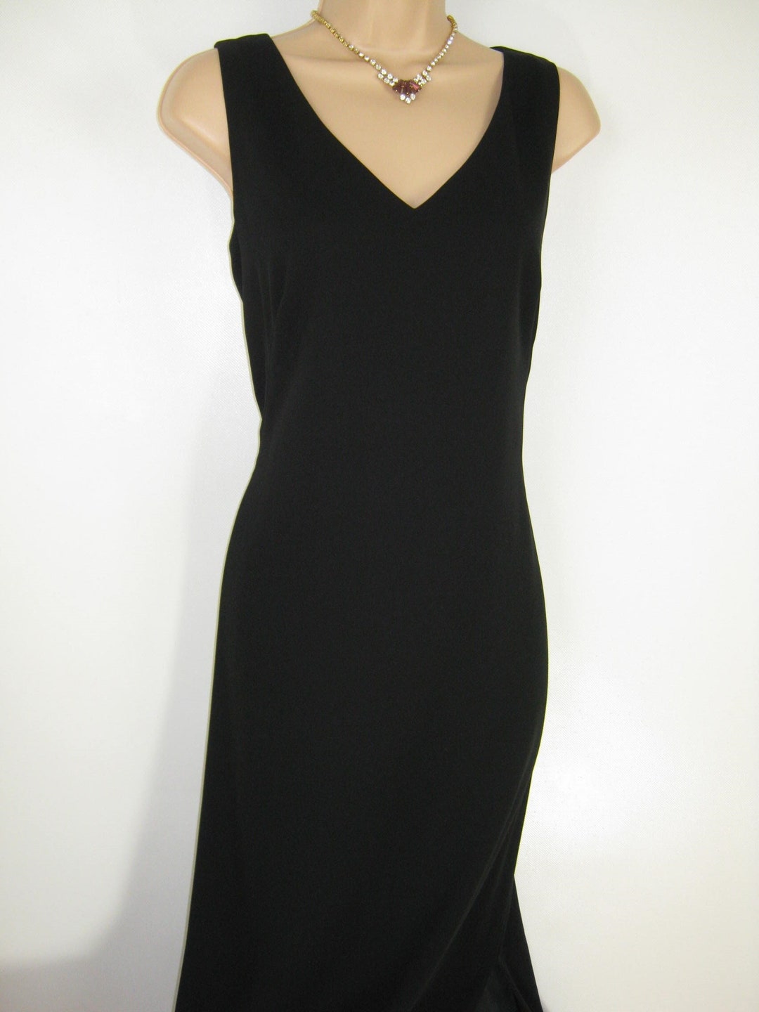 LAURA ASHLEY Vintage Black Festive Sleeveless Evening Cocktail Maxi ...