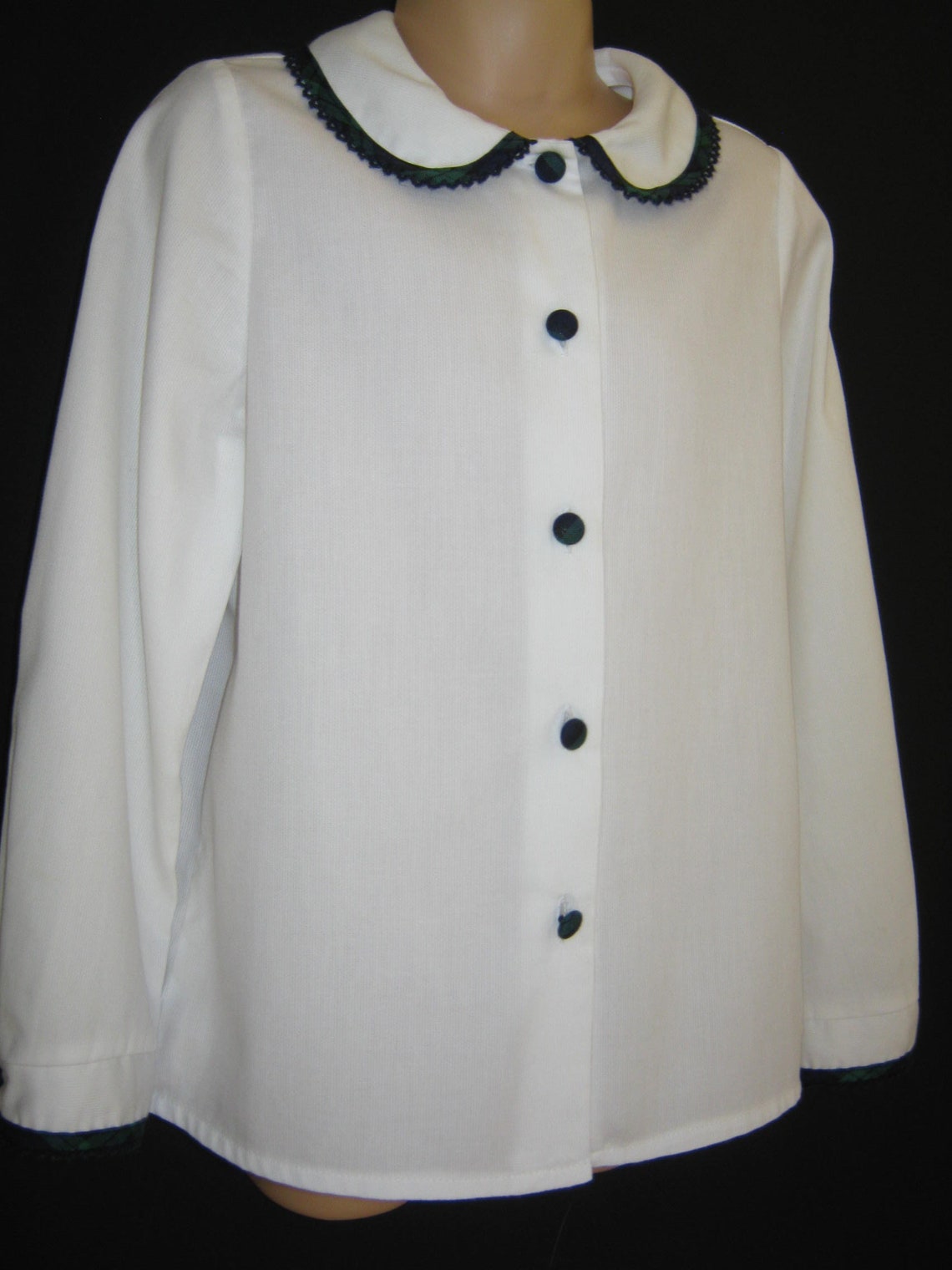LAURA ASHLEY Vintage Girls' White Ribbed Cotton Peter Pan Collar ...