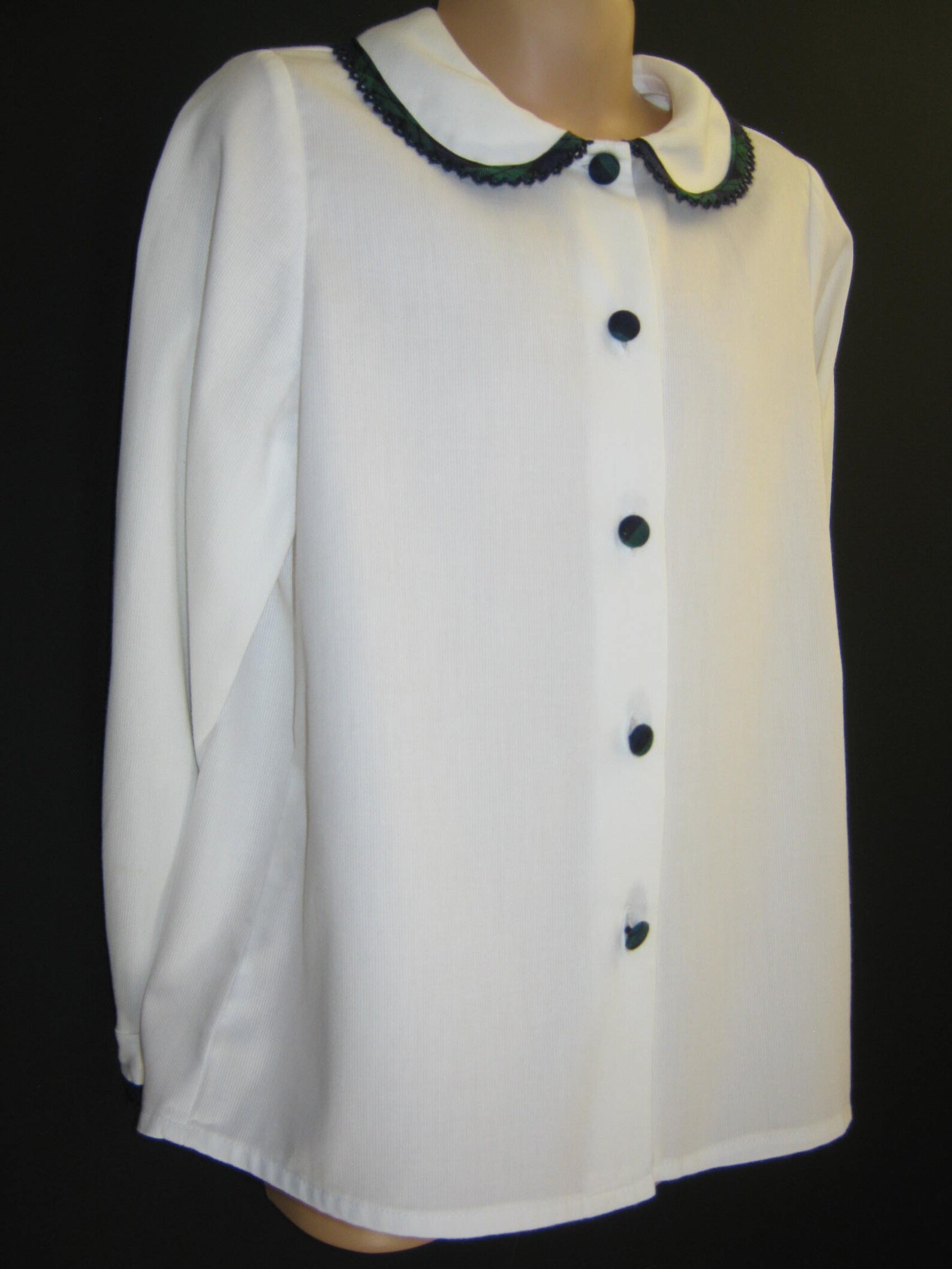 LAURA ASHLEY Vintage Girls' White Ribbed Cotton Peter Pan Collar ...