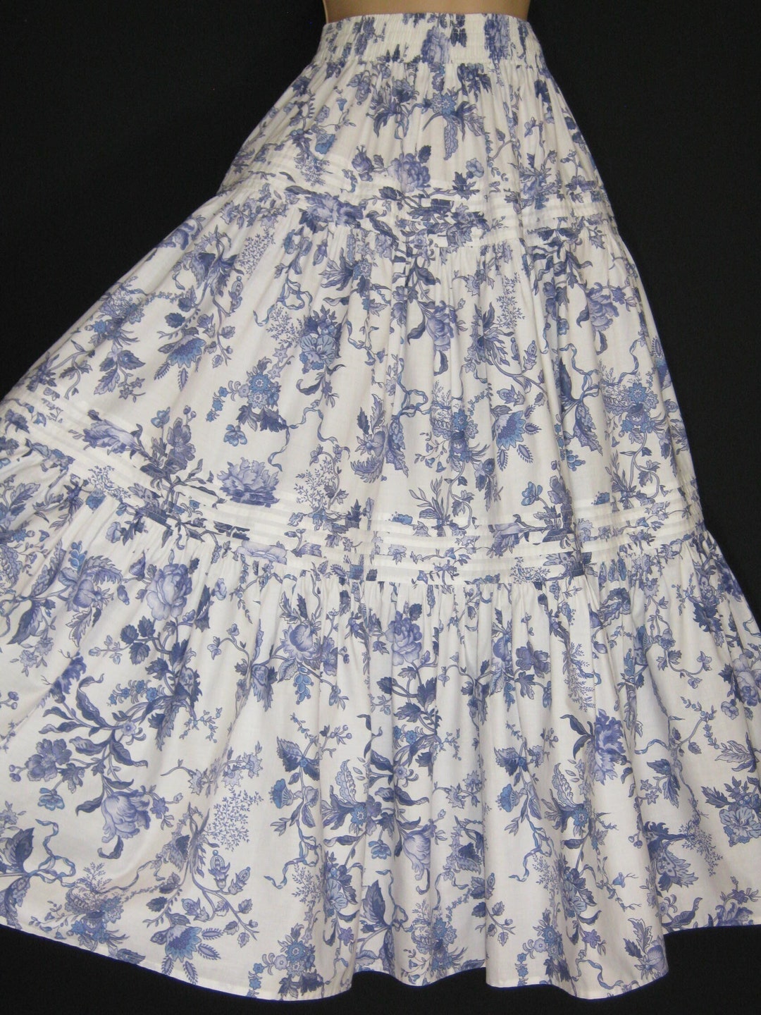 LAURA ASHLEY Vintage Wedgwood Blue Floral Tiered Gypsy Boho - Etsy