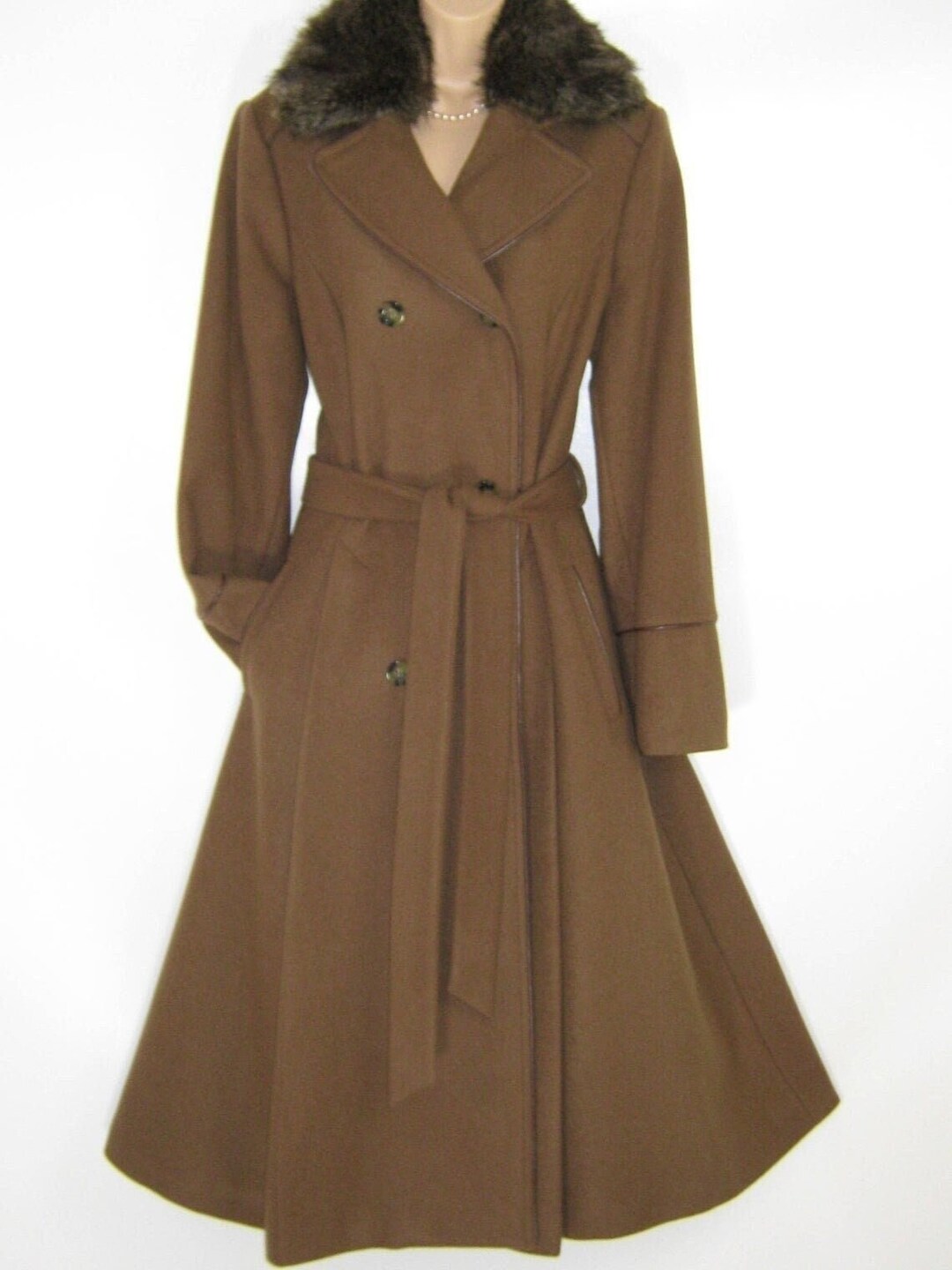 LAURA ASHLEY Vintage Wool Cashmere Belted Camel Winter Coat - Etsy