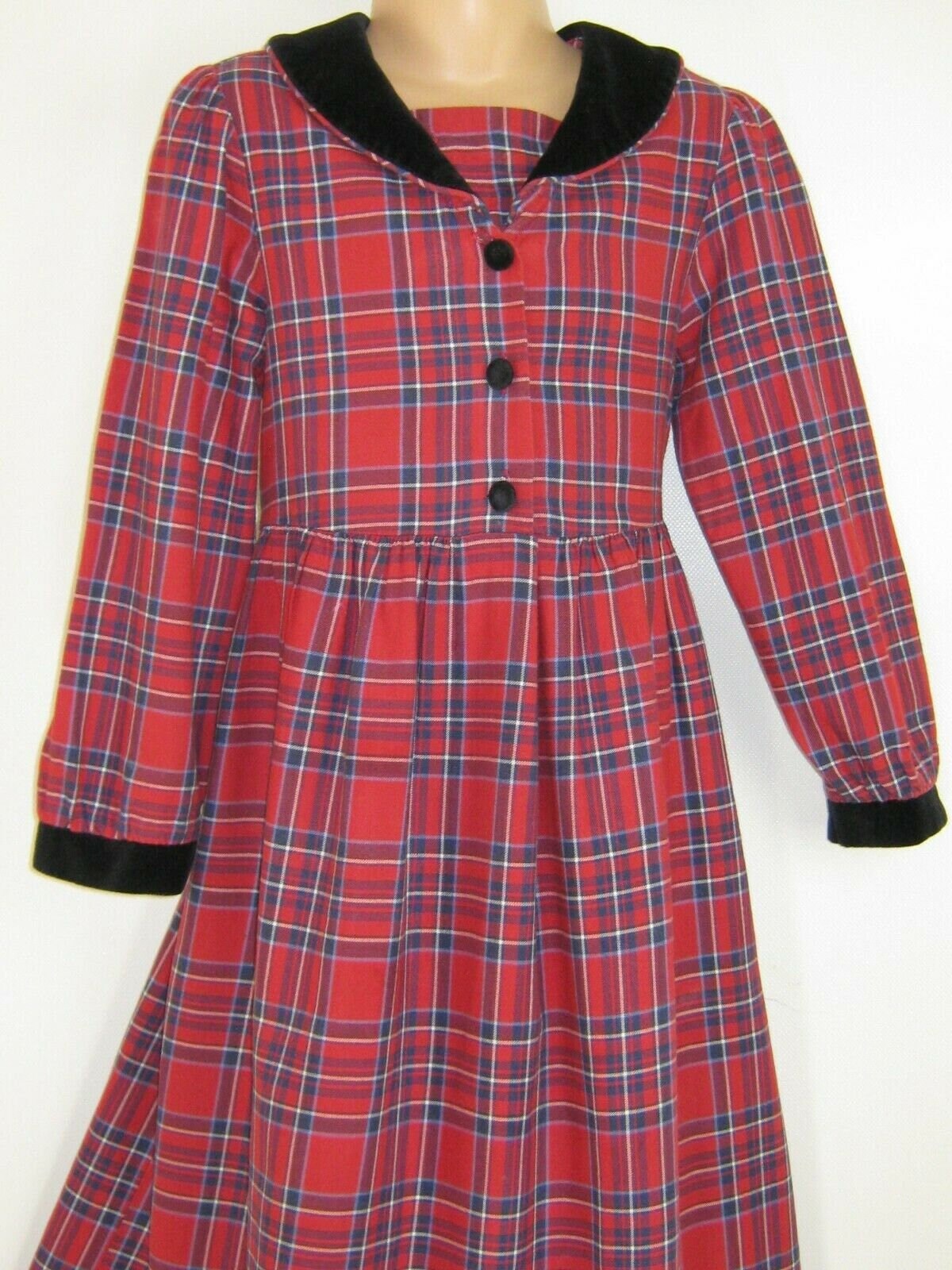 LAURA ASHLEY Vintage "mother&child" Label Tartan Check Velvet Collar ...