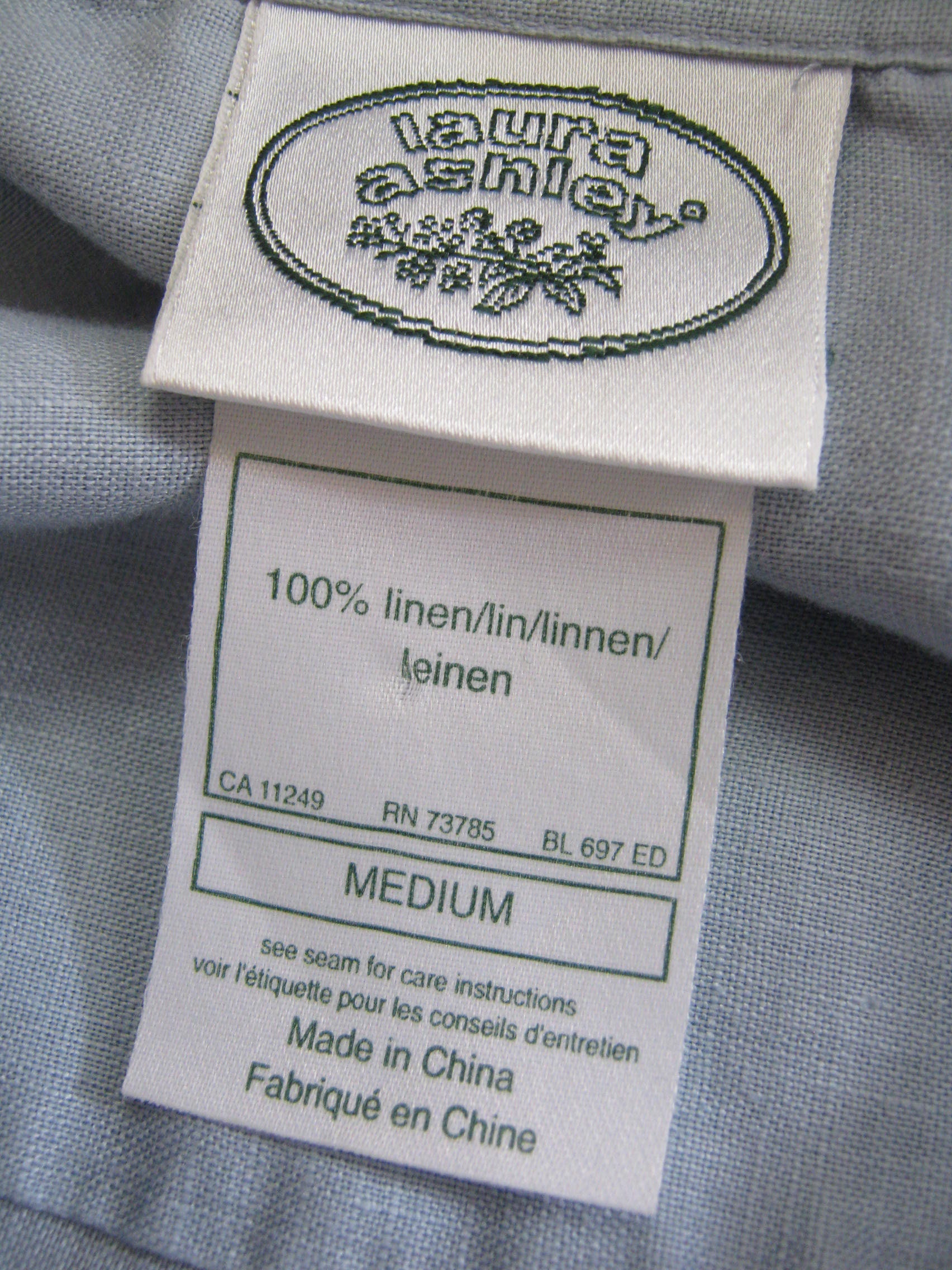 LAURA ASHLEY Vintage Slate Blue Pintuck Floral Embroidered - Etsy