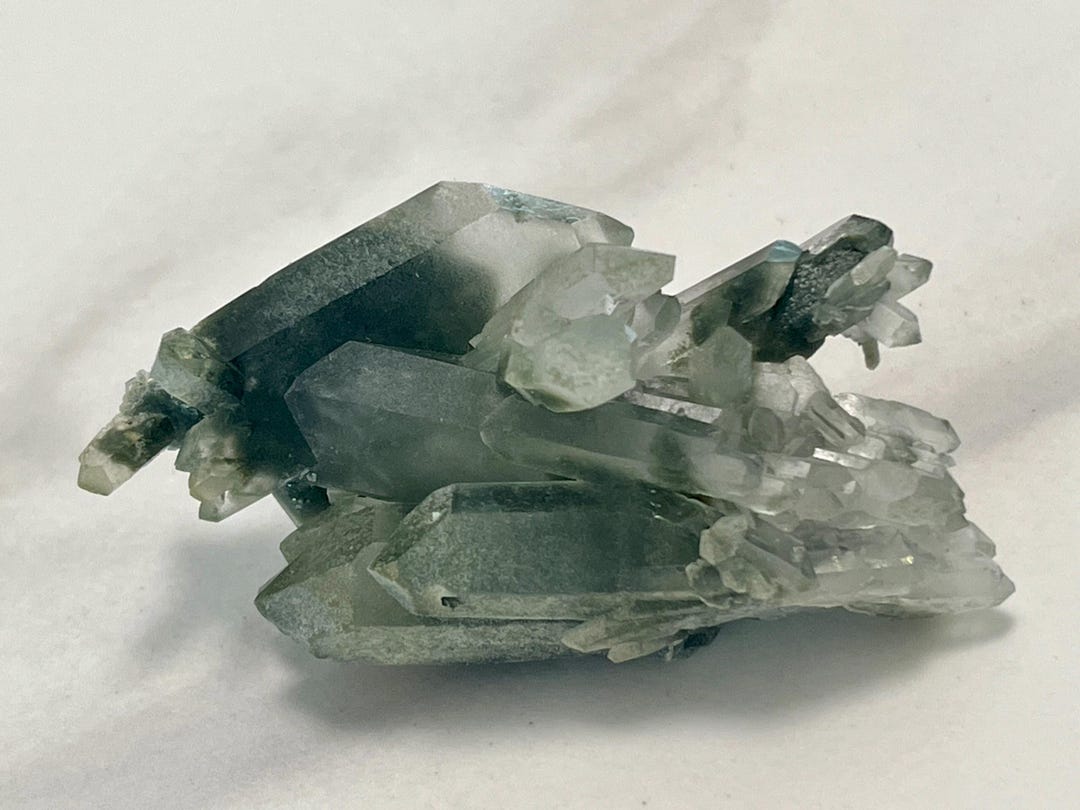 Unparalleled Himalayan Green Phantom Raw Quartz Cluster, Chlorite ...